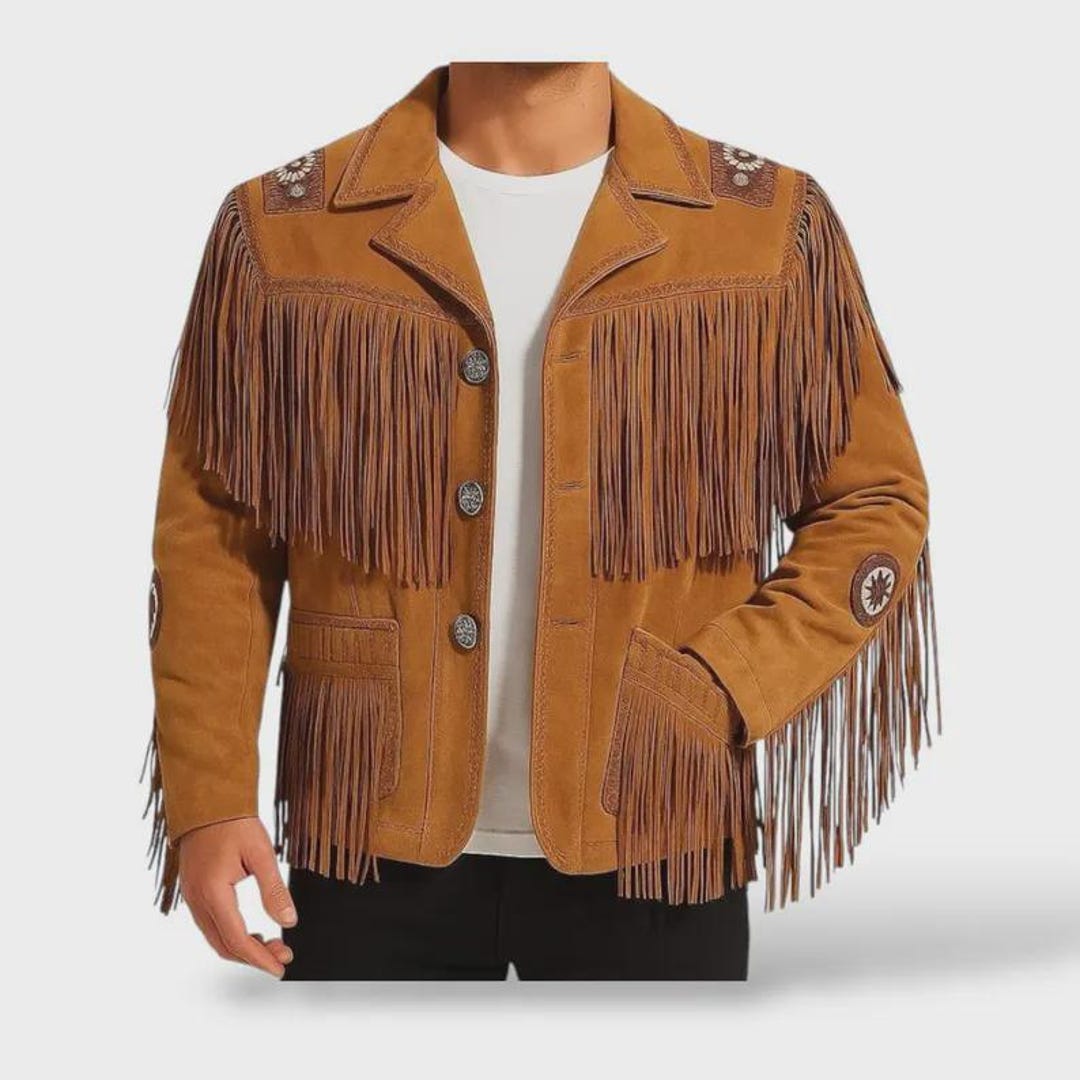Men’s Suede Fringe Leather Jacket – Western Cowboy Rodeo Style ...