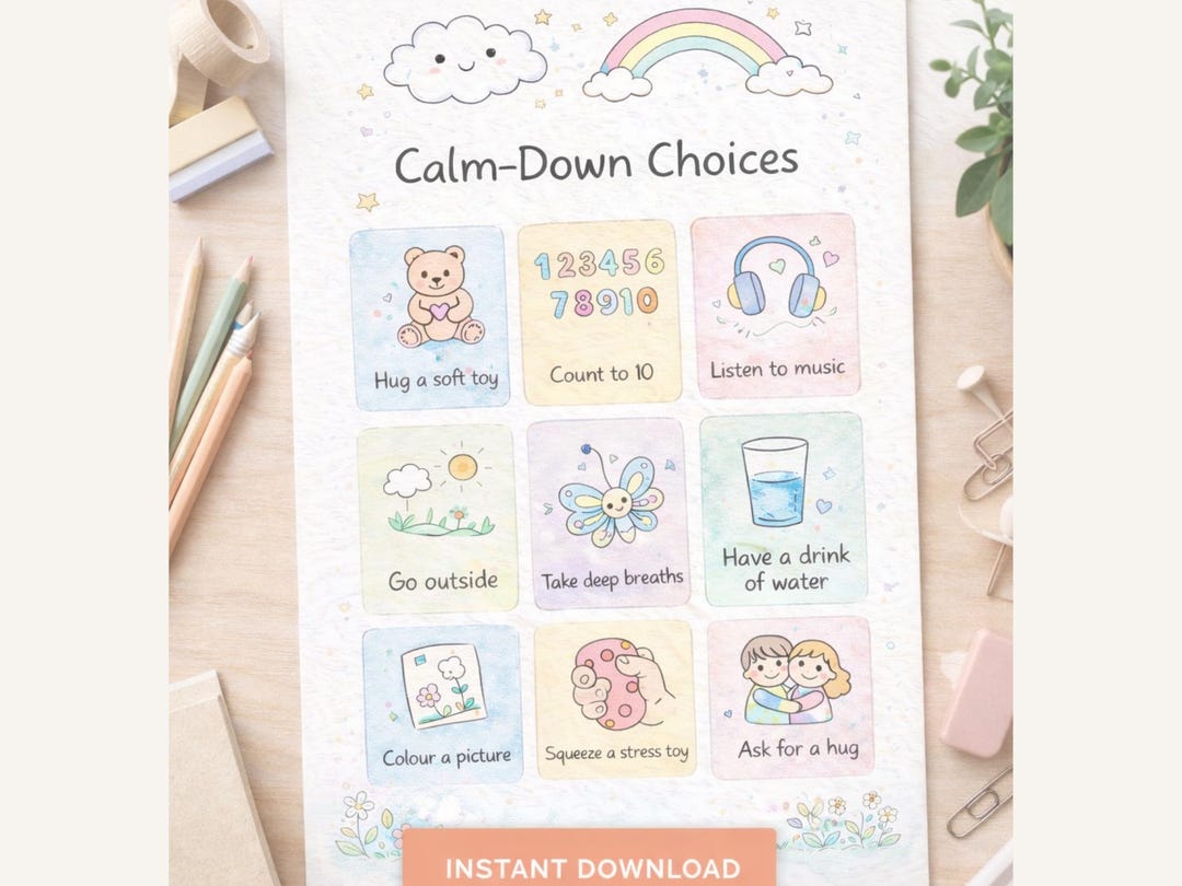 Calm Down Choices Poster | Kids Emotional Regulation, Autism Support ...