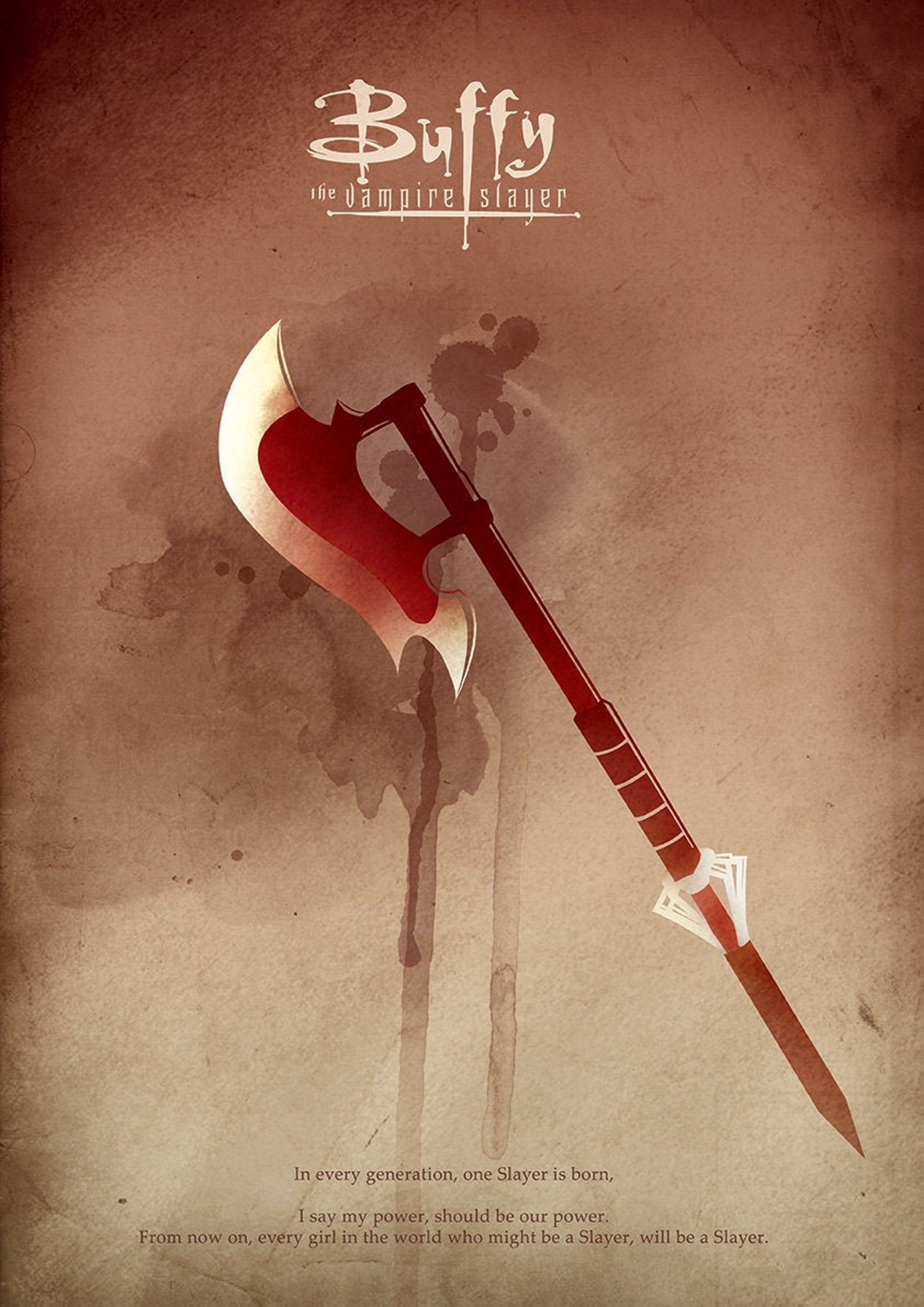 Buffy Print - Buffy the Vampire Slayer Scythe Poster Illustration - Etsy