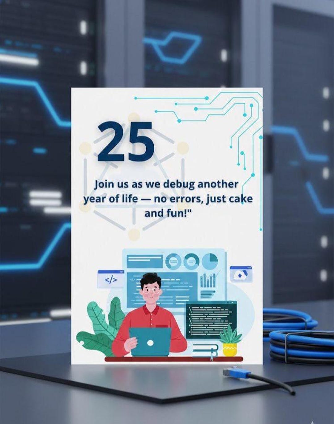 Funny Coding Birthday Invitation – Tech Party, Editable Canva Template ...