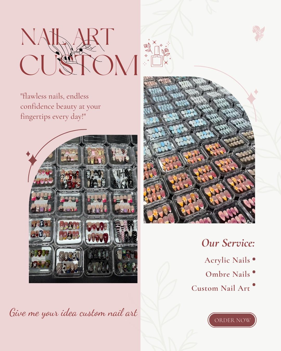 Your Custom Press on Nails, Personalized Hand-painted Nail Set Made to ...