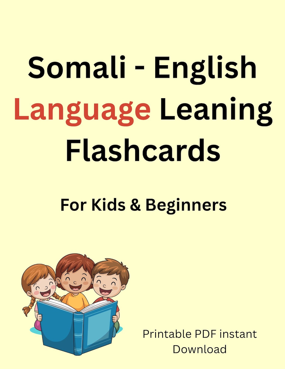 Somali English Alphabet Flashcards for Kids Printable Learning PDF ...