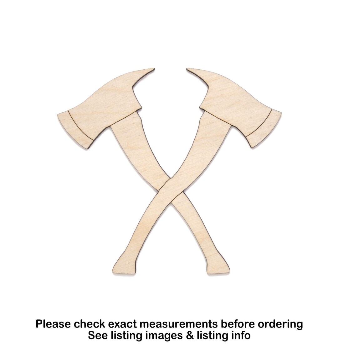 Fire Axes Crossed Wood Cutout-detail-fireman Wood Decor-various Sizes ...