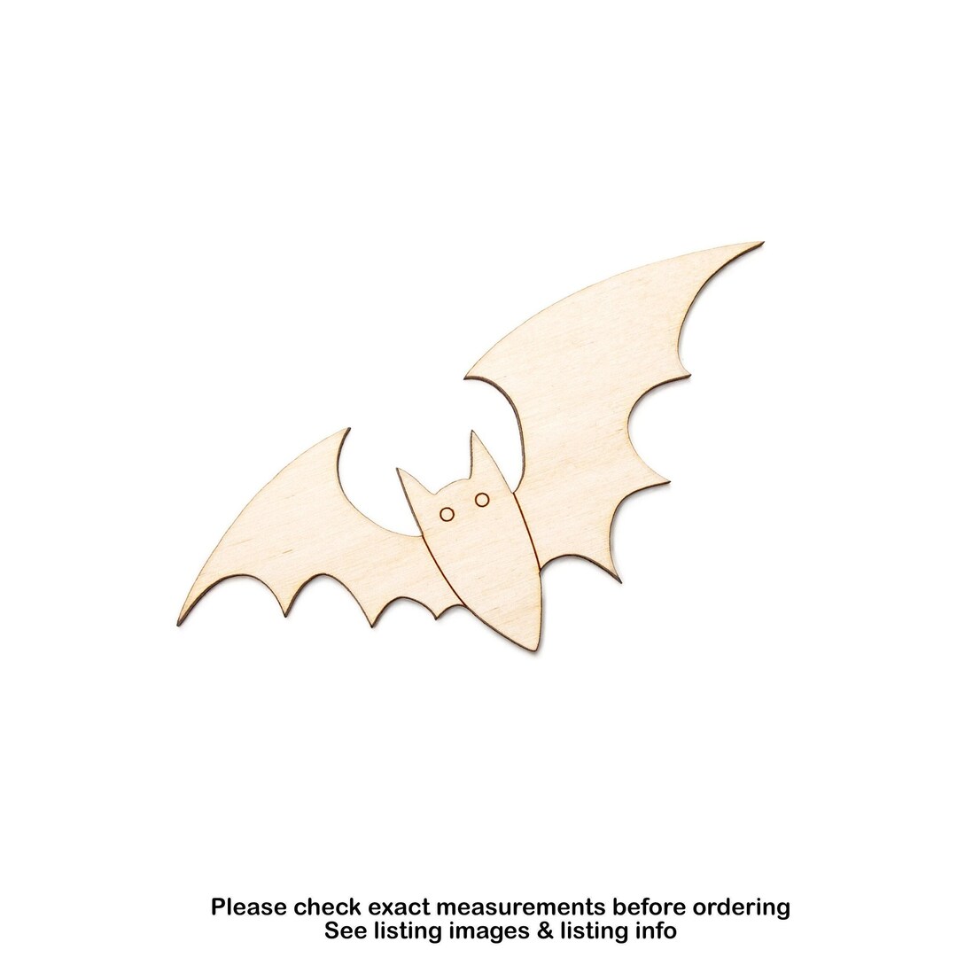Bat Angled Design Wood Cutout - Laser Cut Unfinished Craft Shape ...