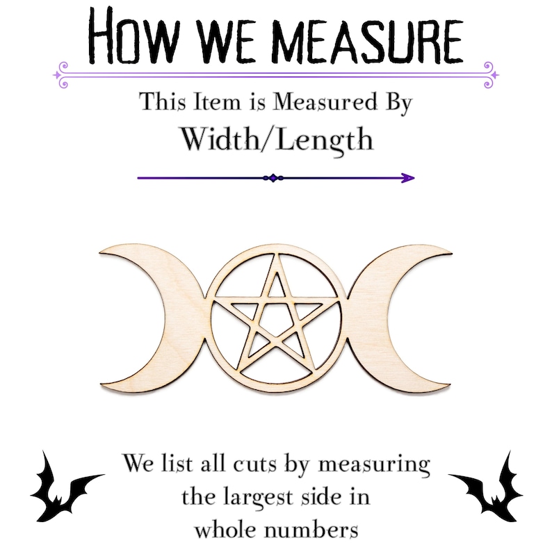 Triple Moon Pentagram Blank Wood Cutout - Laser Cut Unfinished Craft ...