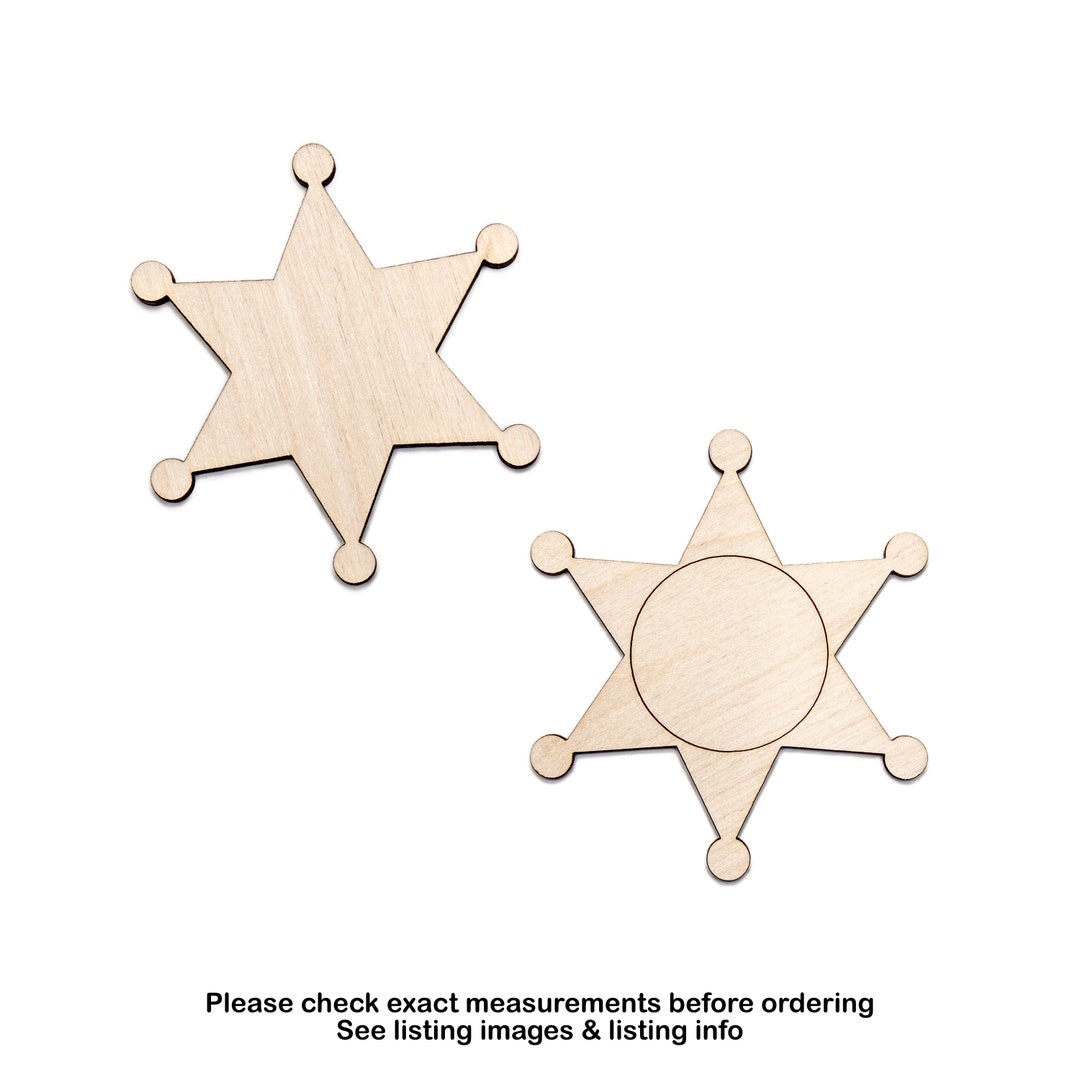 Sheriff Badge-wood Cutout-western Style Decor-ranger-various Sizes-diy ...