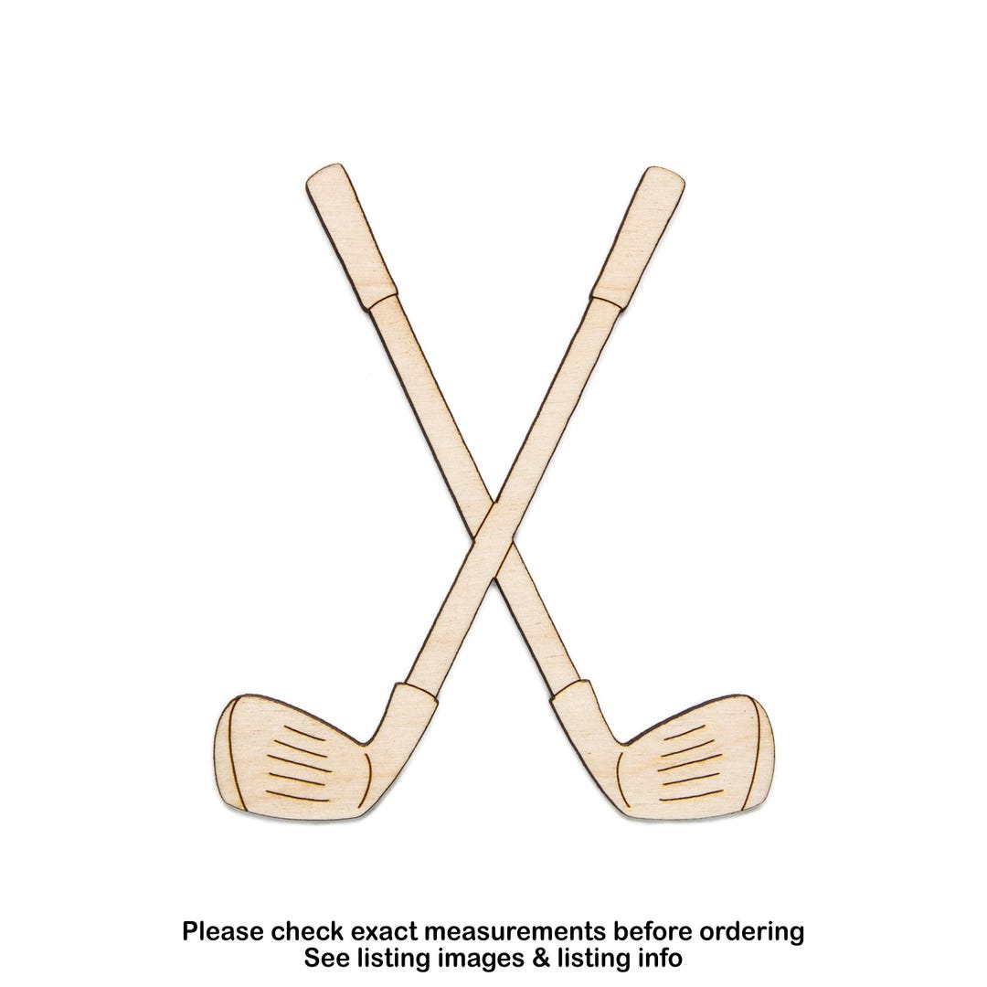 Golf Clubs Crossed Detailed Wood Cutout - Laser Cut Unfinished Craft ...