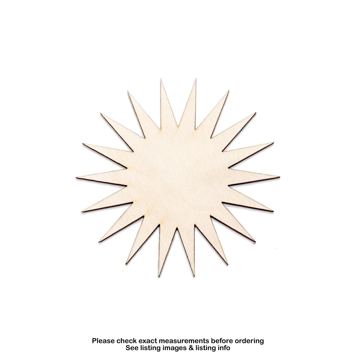 Sun Burst Wood Cutout - Laser Cut Unfinished Craft Shape - Multiple ...