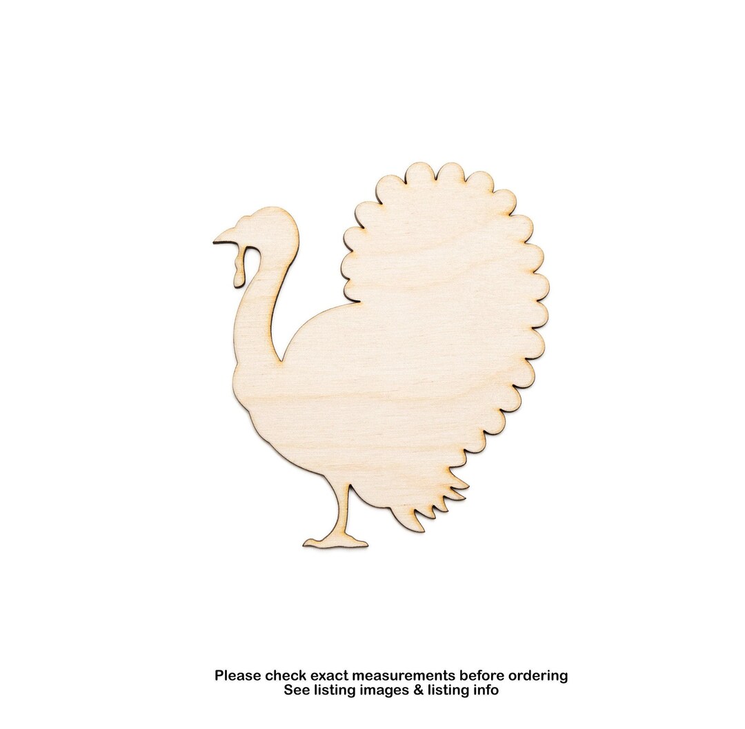 Turkey Side View Blank Wood Cutout - Laser Cut Unfinished Craft Shape ...