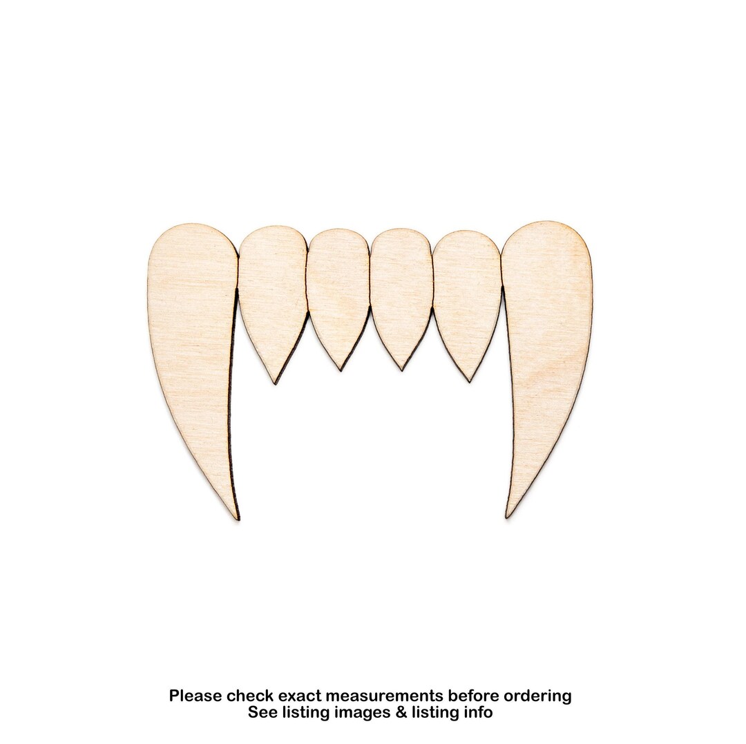 Vampire Fangs-wood Cutout-monster Fangs-wooden Teeth-various Sizes-diy ...