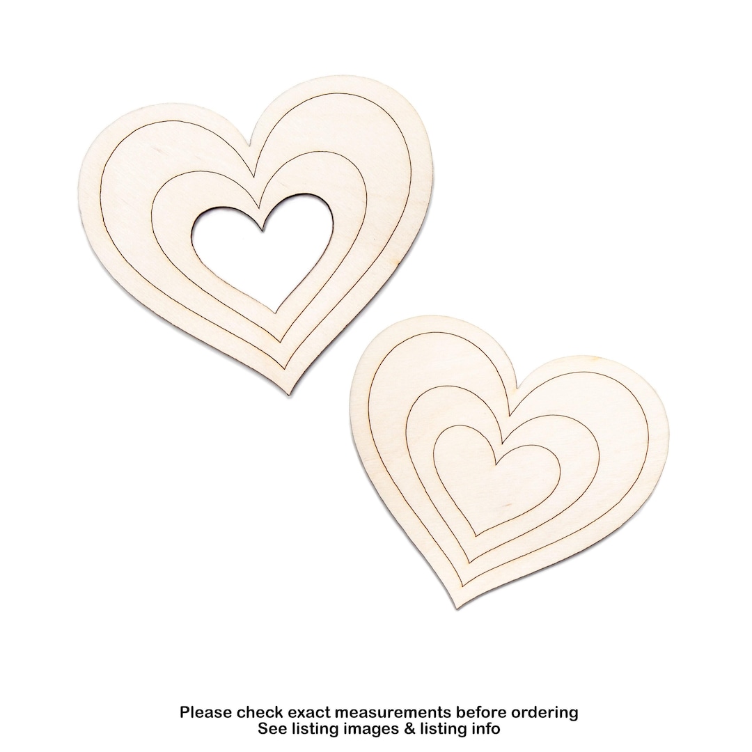Ripple Heart Wood Cutout - Laser Cut Unfinished Craft Shape - Multiple ...
