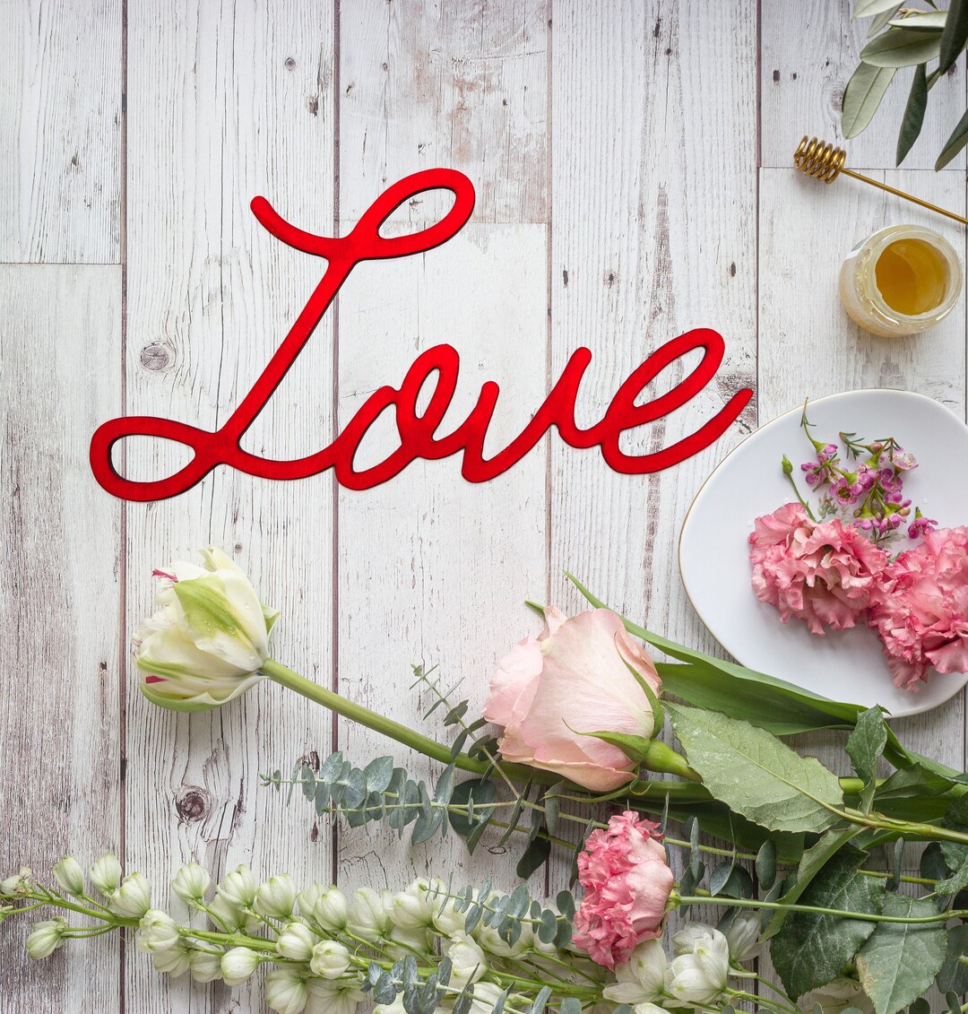 Love Sign Decor-painted Love Word Wood Cutout-valentine Sign-various ...