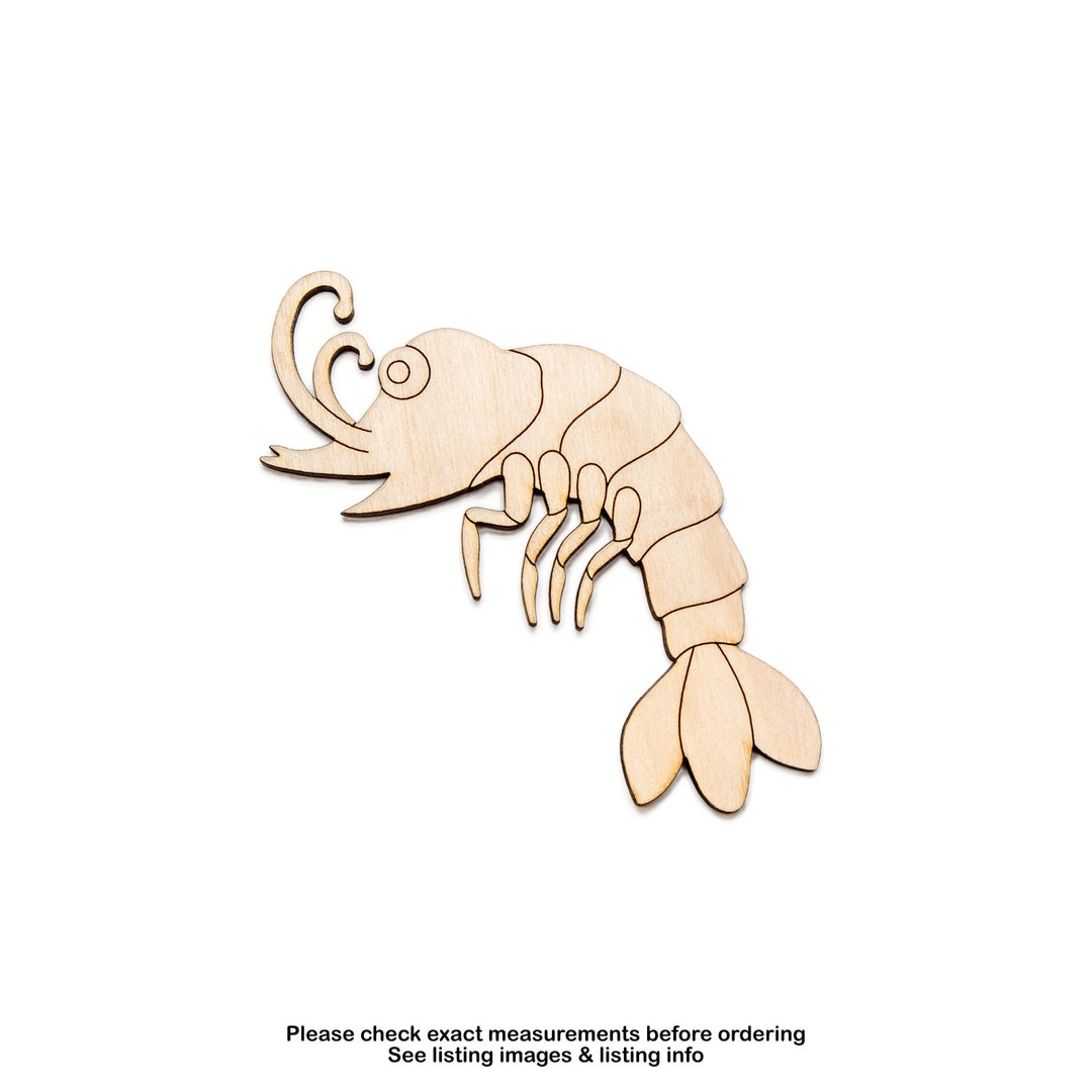 Cute Shrimp-wood Cutout-cute Sea Creatures Wood Decor-cartoony Shrimp ...