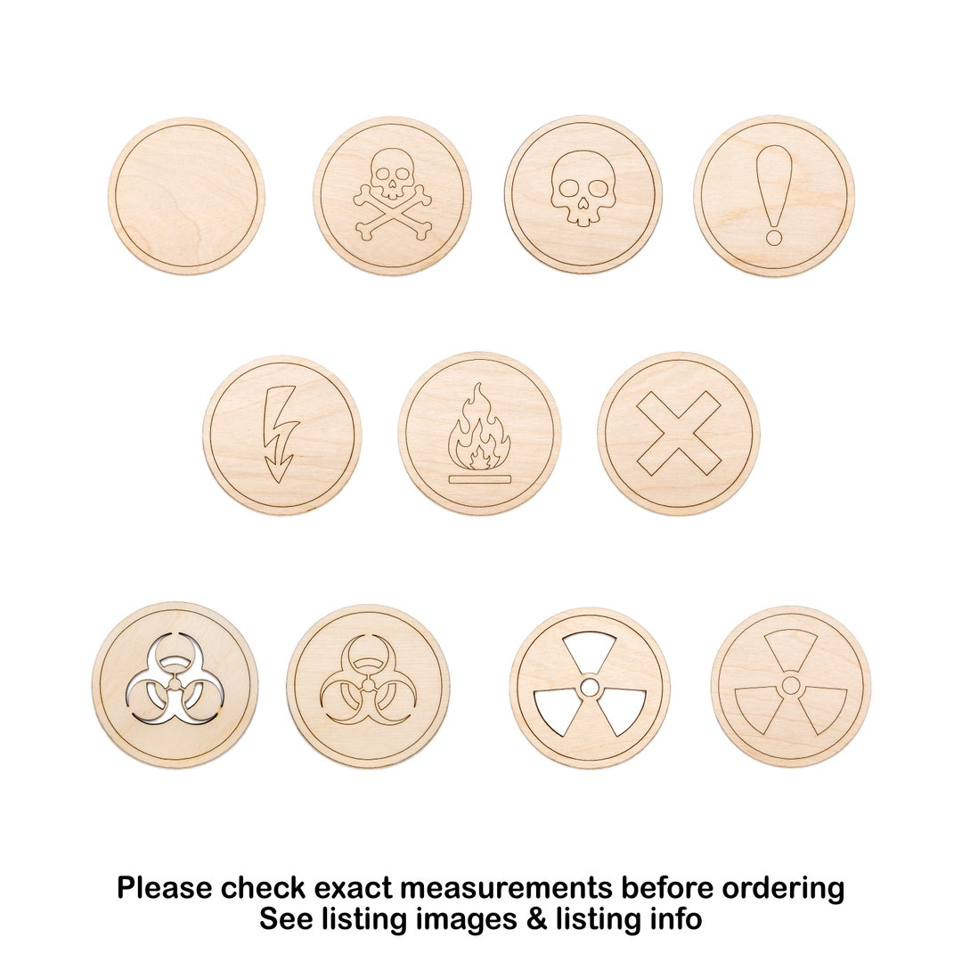 Hazard Signs Circular Detail Wood Cutout-industrial Theme Decor-various ...