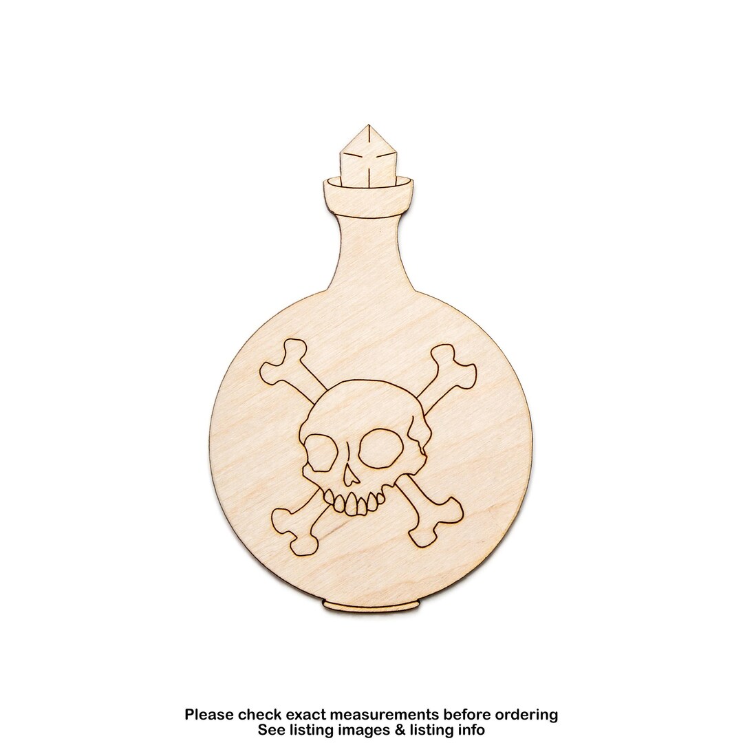 Skull Round Potion Bottle Wood Cutout - Laser Cut Unfinished Craft ...