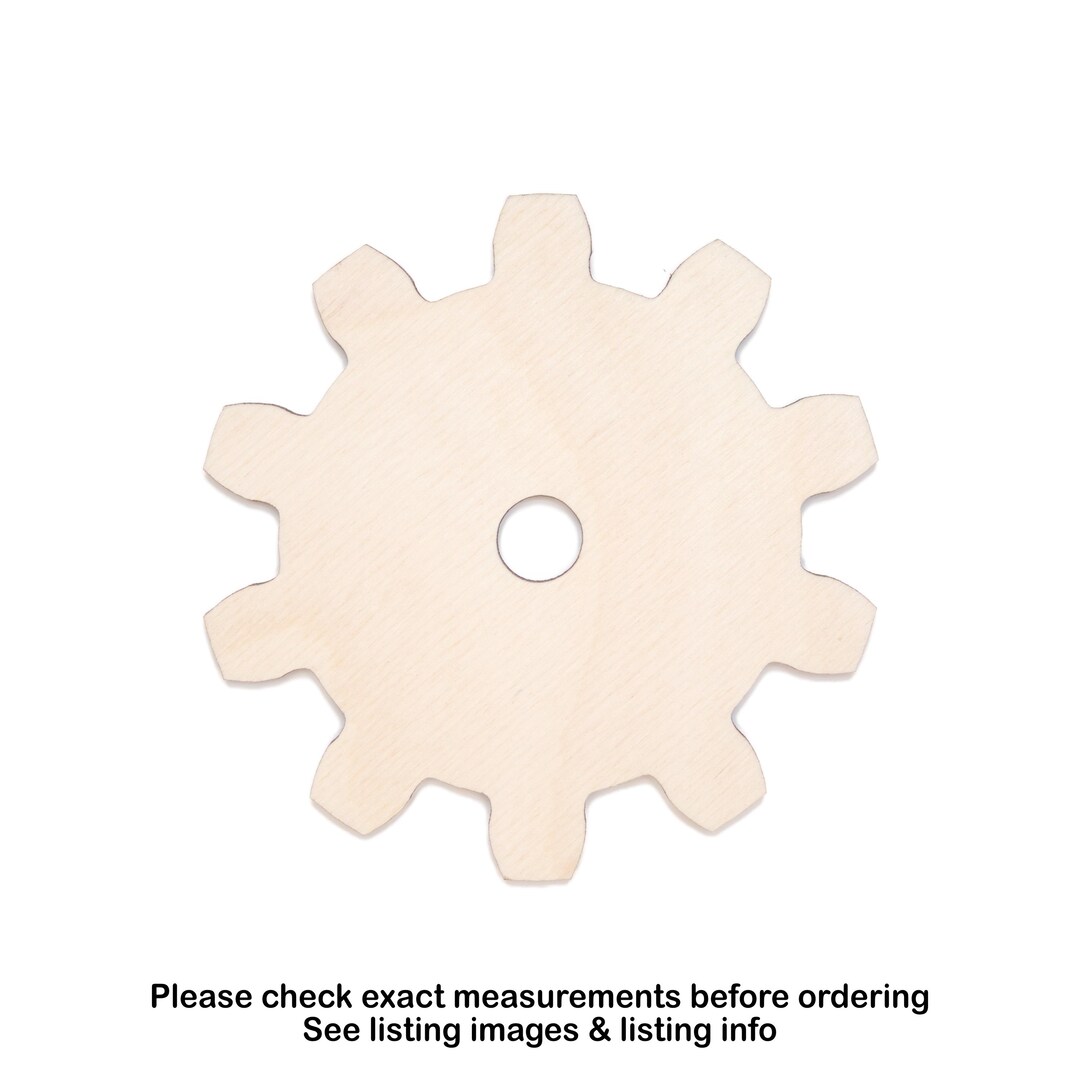 Solid Gear-10 Tooth-wood Cutout-chunky Teeth-various Sizes-diy Crafts ...