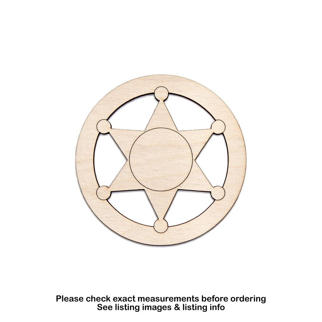 Sheriff Badge-round-wood Cutout-deputy Star-cowboy-various Sizes-diy ...