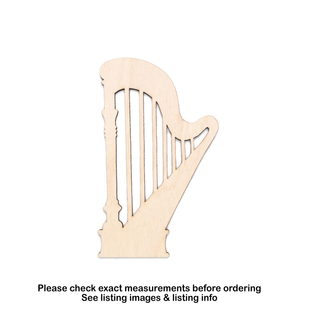 Harp Blank Wood Cutout-musical Instruments Wood Decor-various Sizes-diy ...