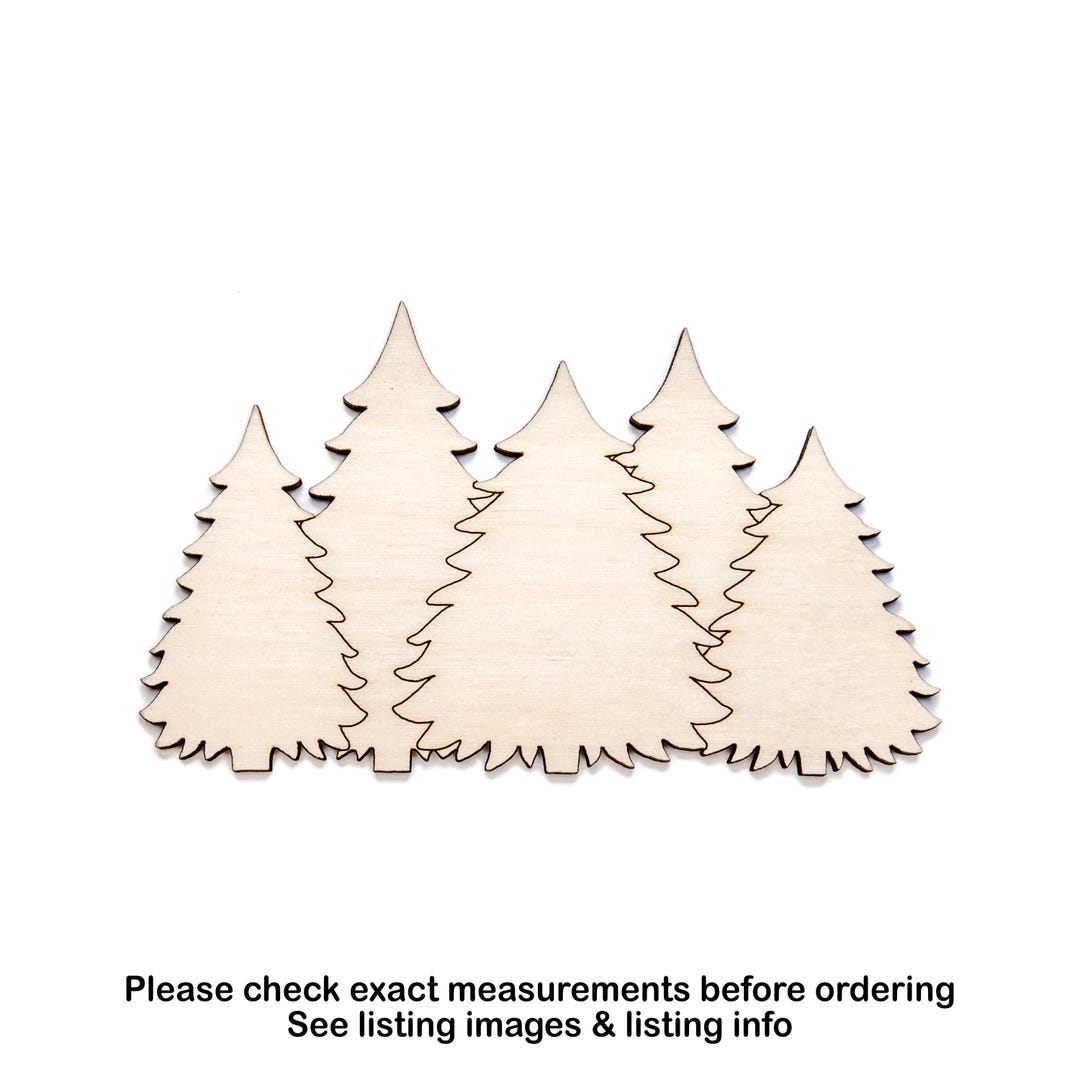 Pine Trees Bunch Detail Wood Cutout-christmas Tree Bunch-various Sizes ...