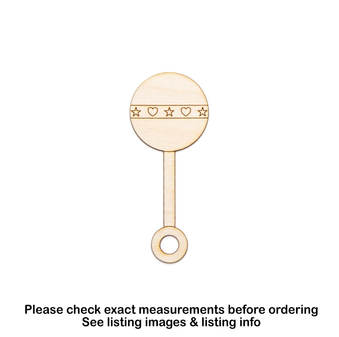 Baby Rattle With Hearts and Stars-detail Wood Cutout-baby Wood Decor ...