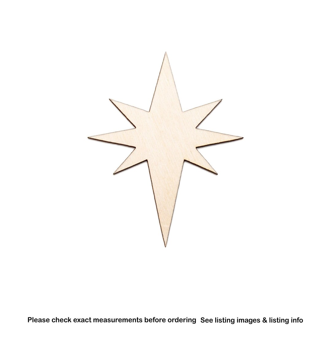 North Star Blank Wood Cutout - Laser Cut Unfinished Craft Shape ...