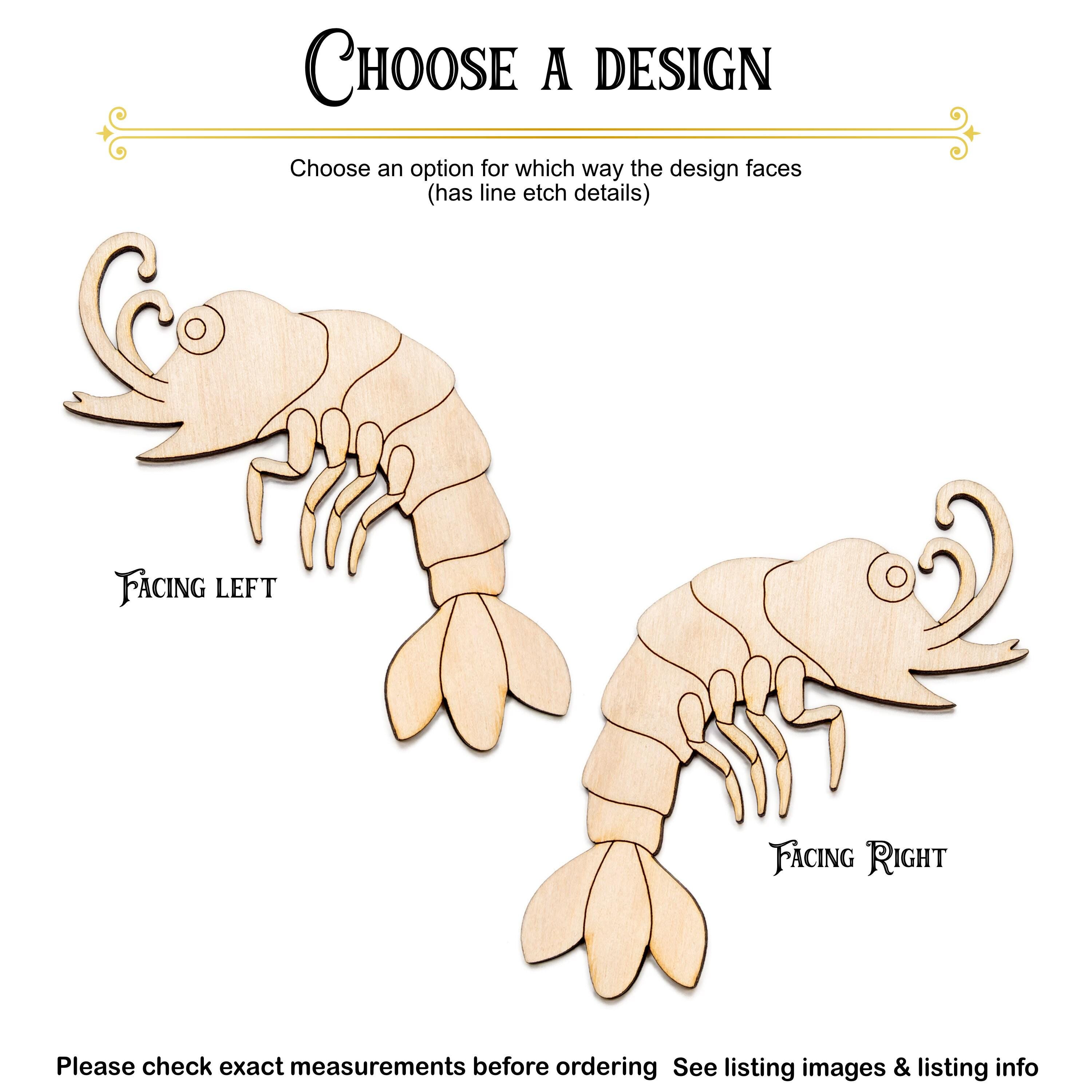 Cute Shrimp Wood Cutout - Laser Cut Unfinished Craft Shape - Multiple ...
