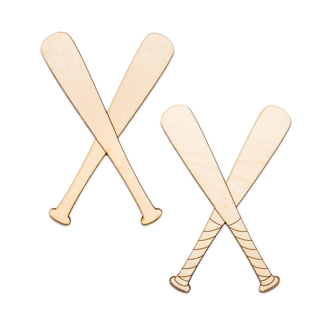 Baseball Bats Crossed Wood Cutout - Laser Cut Unfinished Craft Shape ...