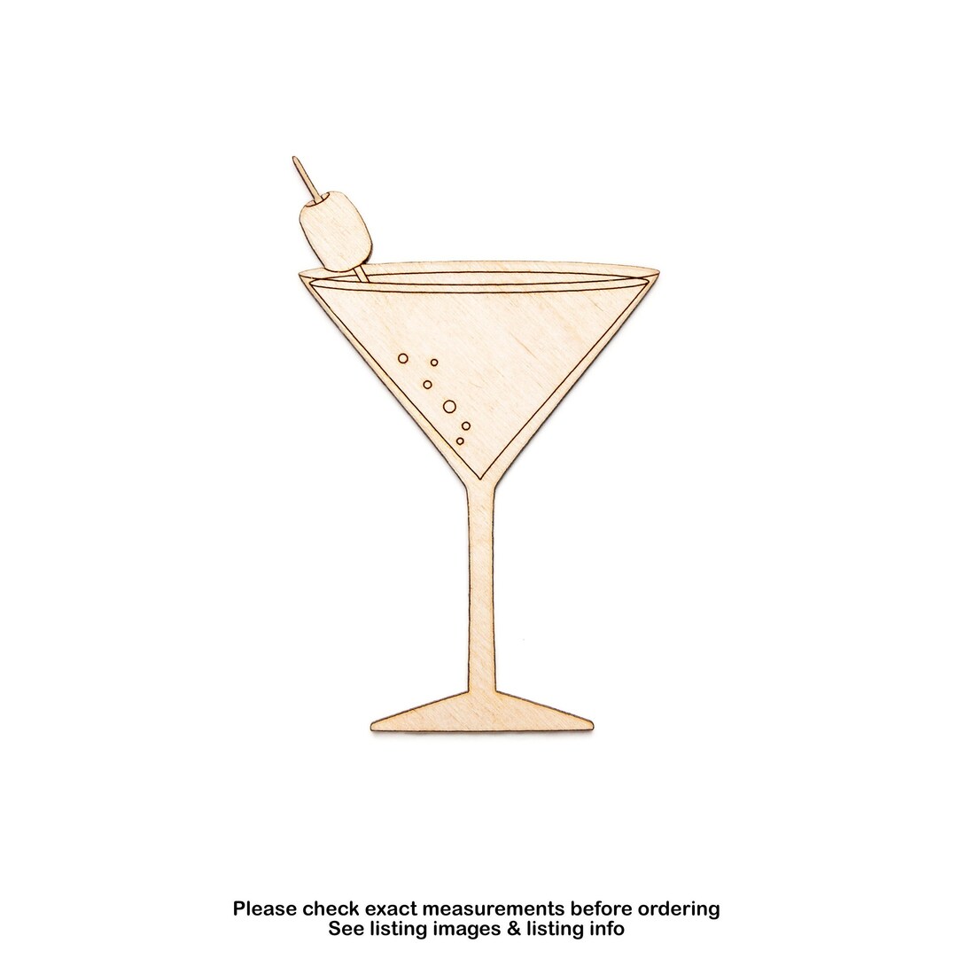 Martini Glass-wood Cutout-cocktail Drink Theme Decor-various Sizes-wood ...