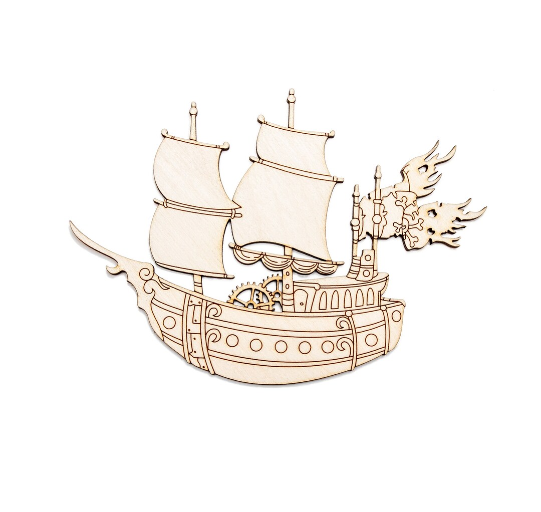 Pirate Ship-wood Cutout-detail Pirate Decor-various Sizes-steampunk ...