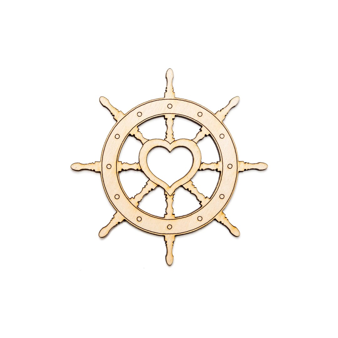 Heart Ship Wheel-wood Cutout-hearts & Nautical Decor-various Sizes ...