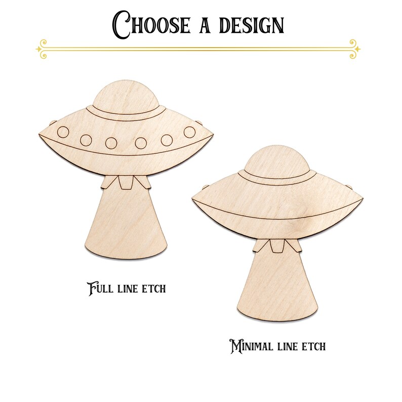 UFO Space Ship With Beam-wood Cutout-alien Ship-various - Etsy