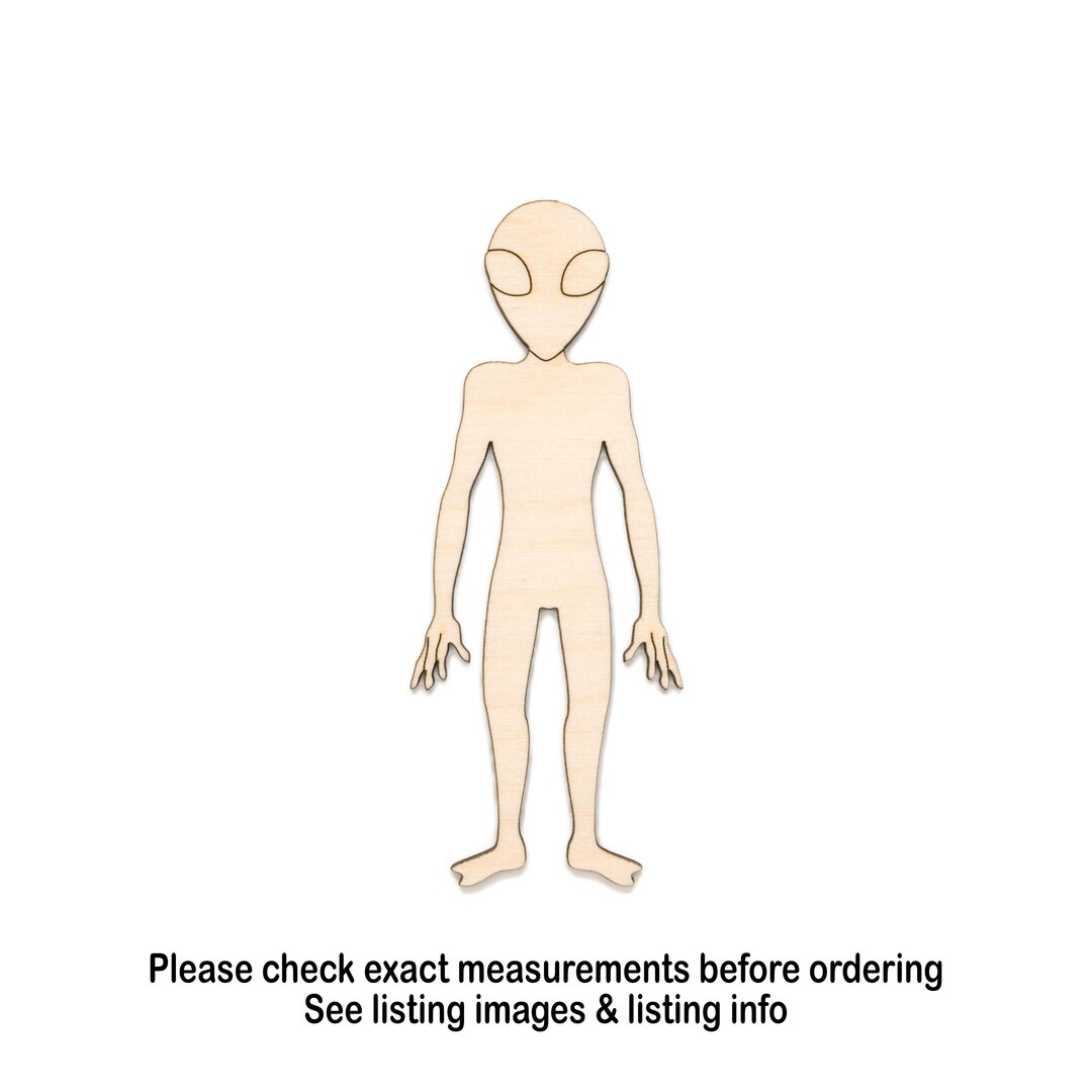 Tall Alien Wood Cutout - Laser Cut Unfinished Craft Shape - Multiple ...