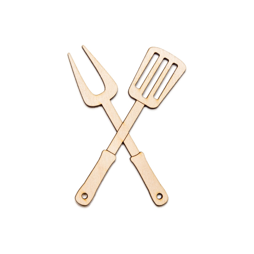 BBQ Utensils Crossed-wood Cutout-bbq Wood Decor-out Doors Theme Decor ...