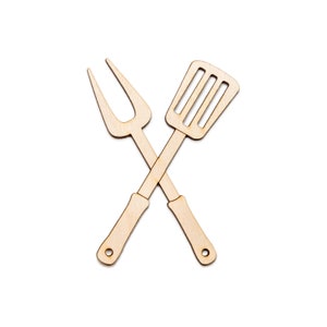 BBQ Utensils Crossed-wood Cutout-bbq Wood Decor-out Doors Theme Decor ...