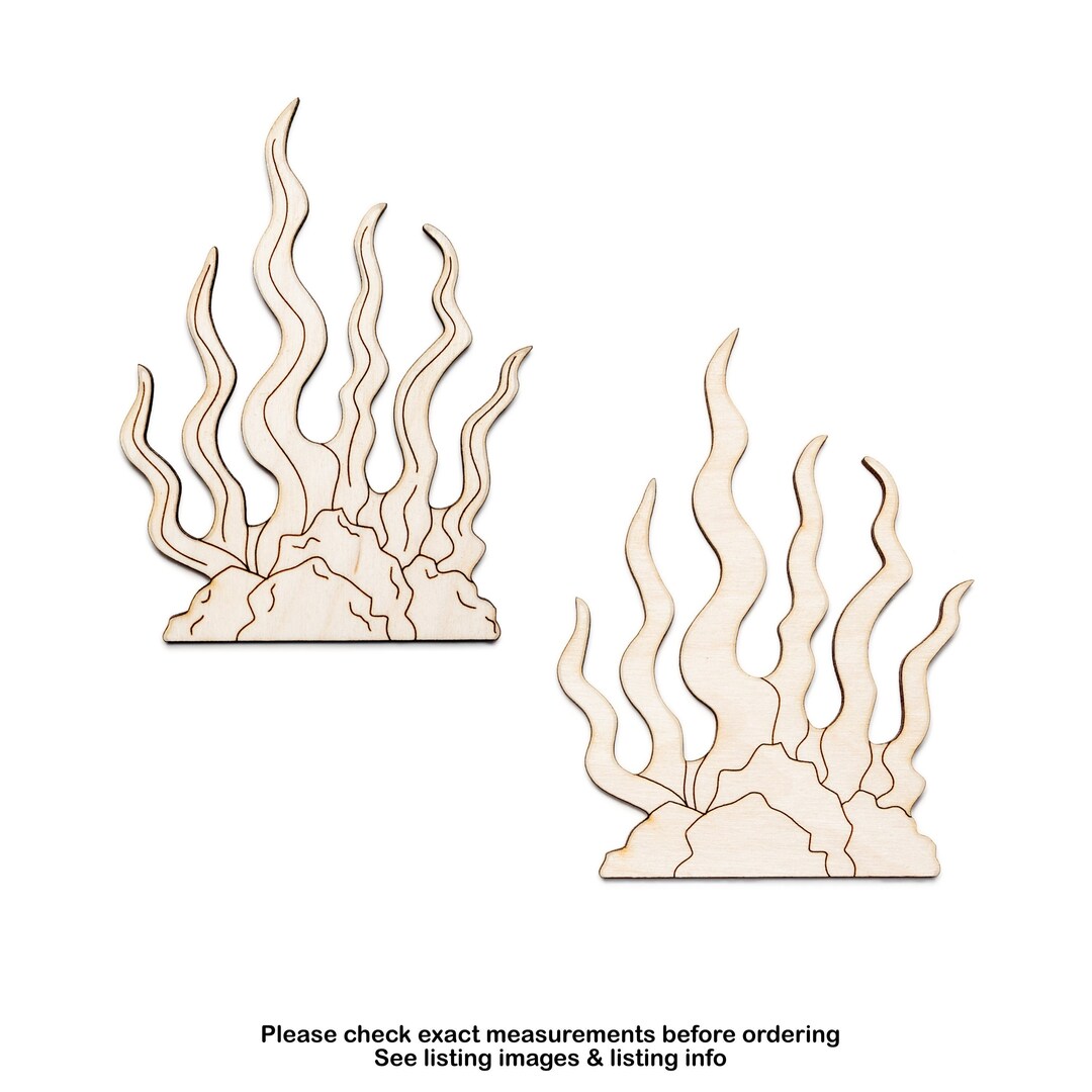 Seaweed With Rock Base-detail Wood Cutout-sea Plants-ocean Plants Decor ...