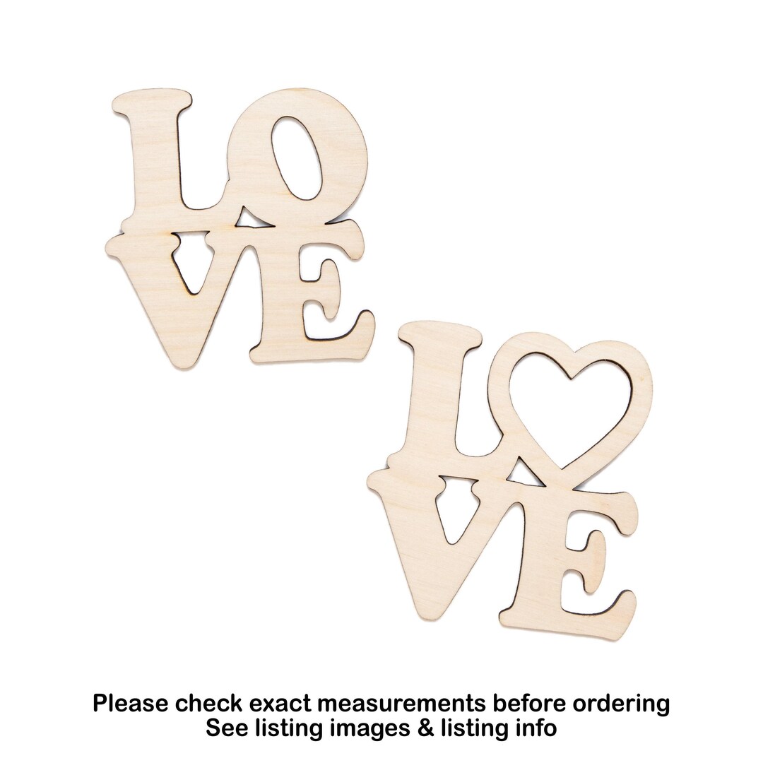 Love Word Stacked Wood Cutout - Laser Cut Unfinished Craft Shape ...