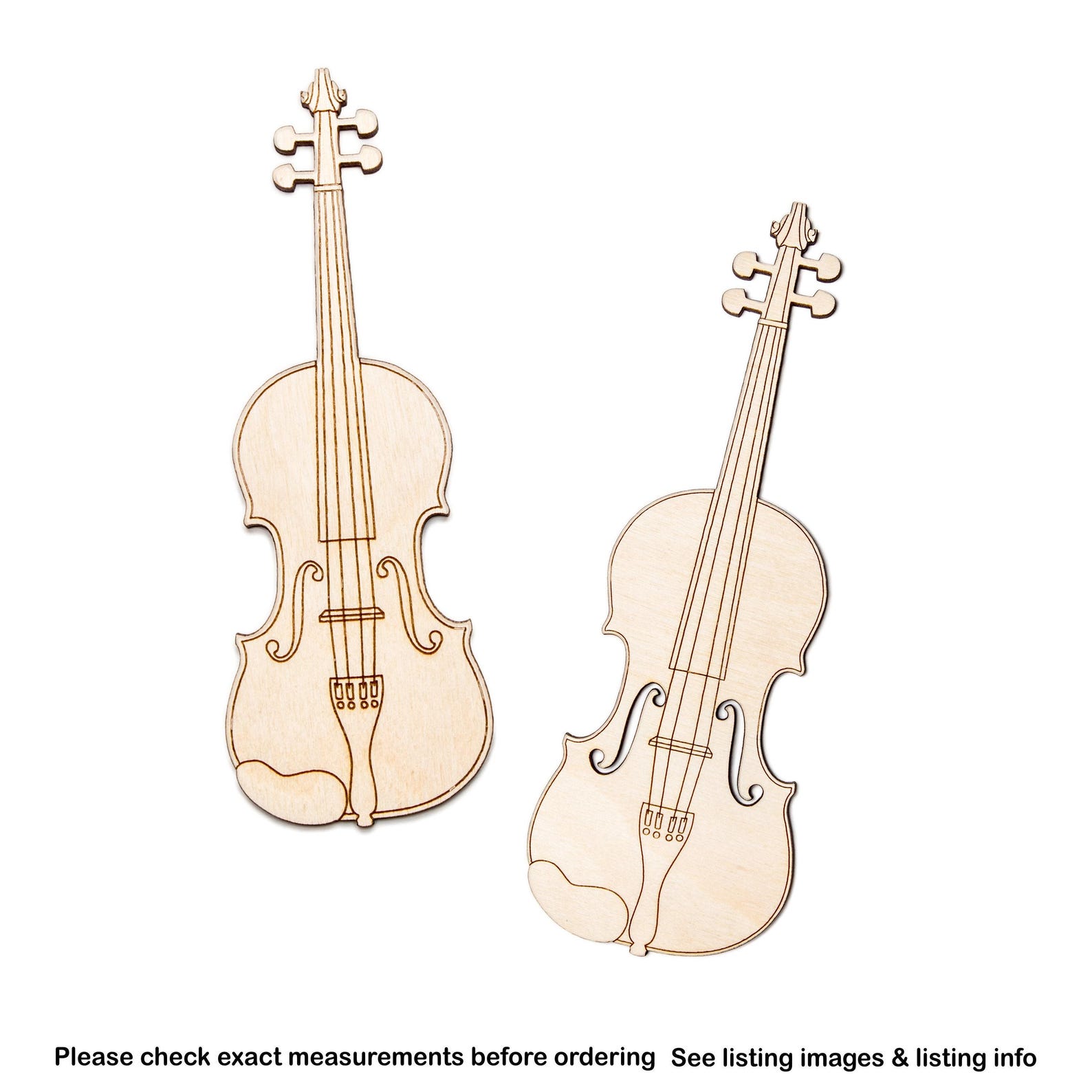 Violin Wood Cutout - Laser Cut Unfinished Craft Shape - Multiple Sizes ...