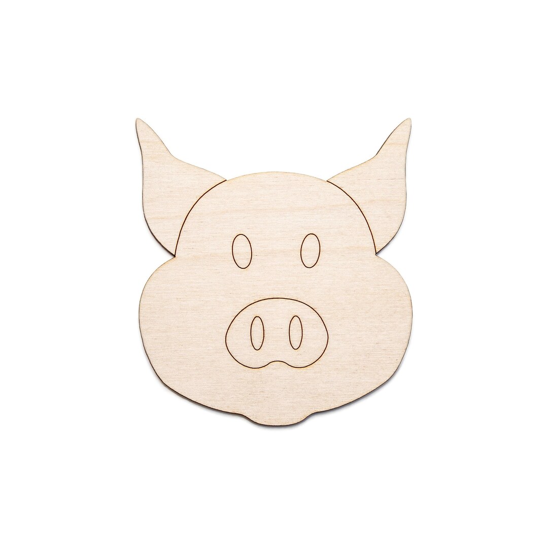 Piggy Face Detail Wood Cutout-farm Animals Wood Decor-cute Pig Face ...
