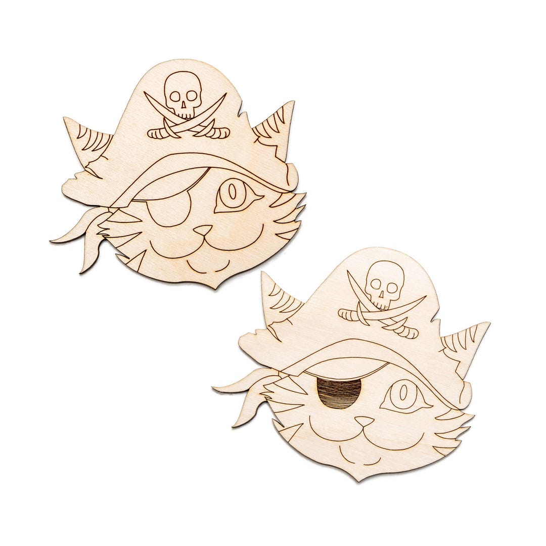 Captain Pirate Cat-wood Cutout-cat and Pirate Theme Wood Decor-various ...