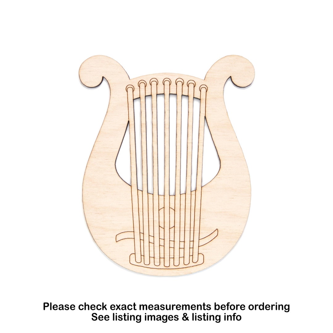 Lyre Harp Detail Wood Cutout-musical Instruments Decor-various Sizes ...