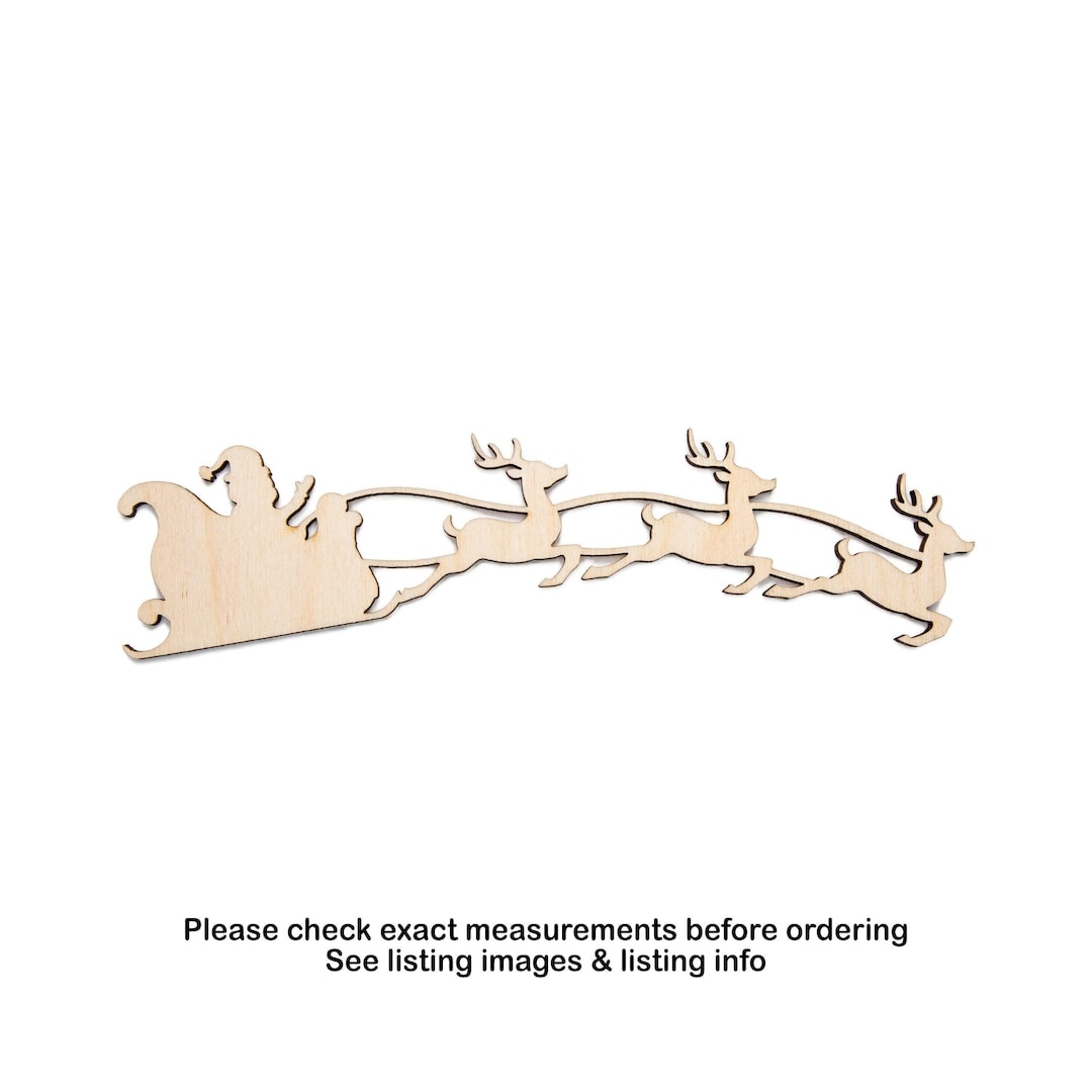 Santa Sleigh With Flying Reindeer Blank Wood Cutout - Laser Cut ...