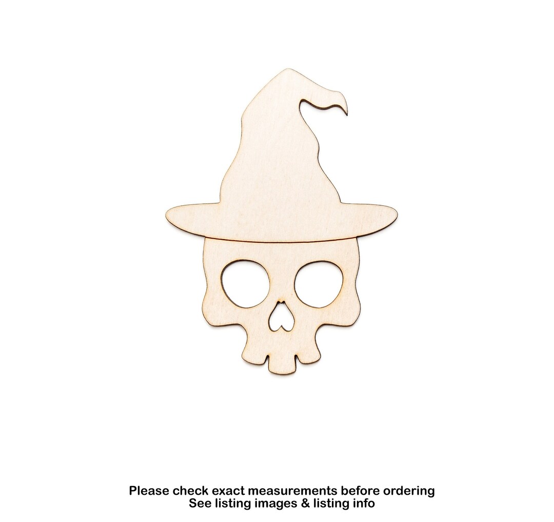 Cute Skull Witch-wood Cutout-spooky Wood Decor-witchy Crafts-various ...