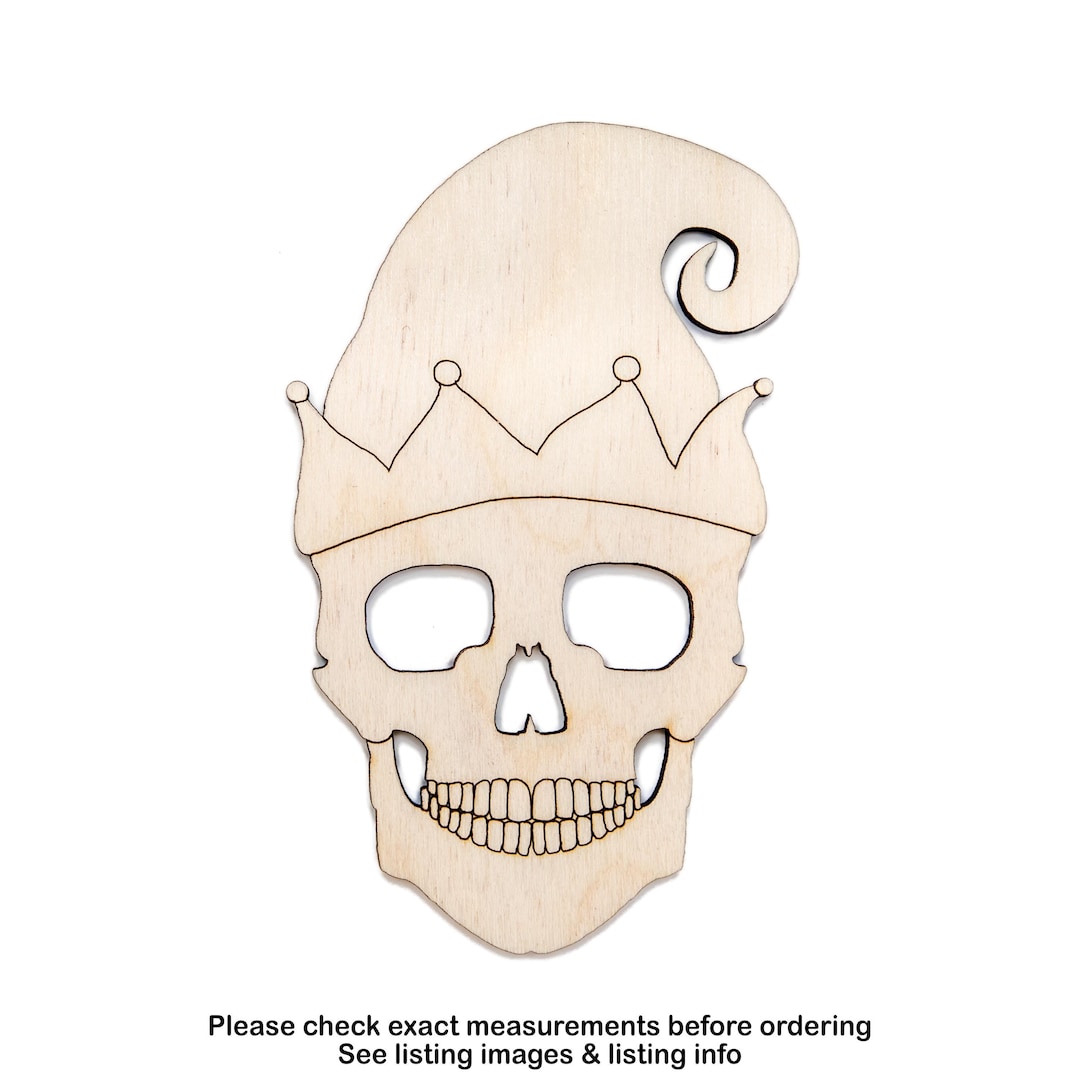 Skull With Elf Hat Detail Wood Cutout-creepmas Decor-gothic Decor ...