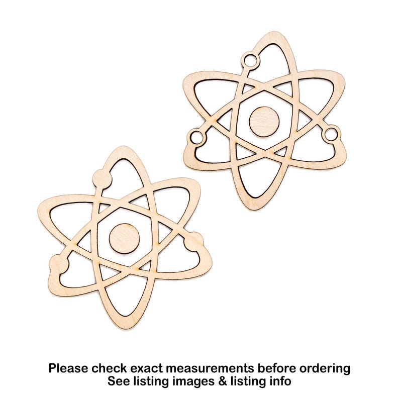 Atom Symbol Wood Cutout - Laser Cut Unfinished Craft Shape - Multiple ...