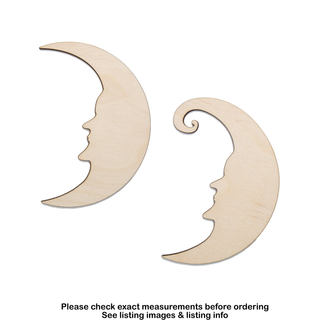 Crescent Moon Face Blank Wood Cutout-moon Decor-goodnight - Etsy