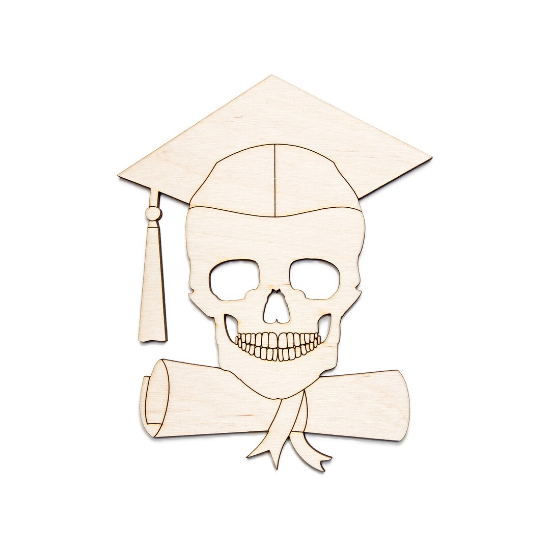 Custom Year Graduation Skull With Scroll-wood Cutout-graduation Decor ...