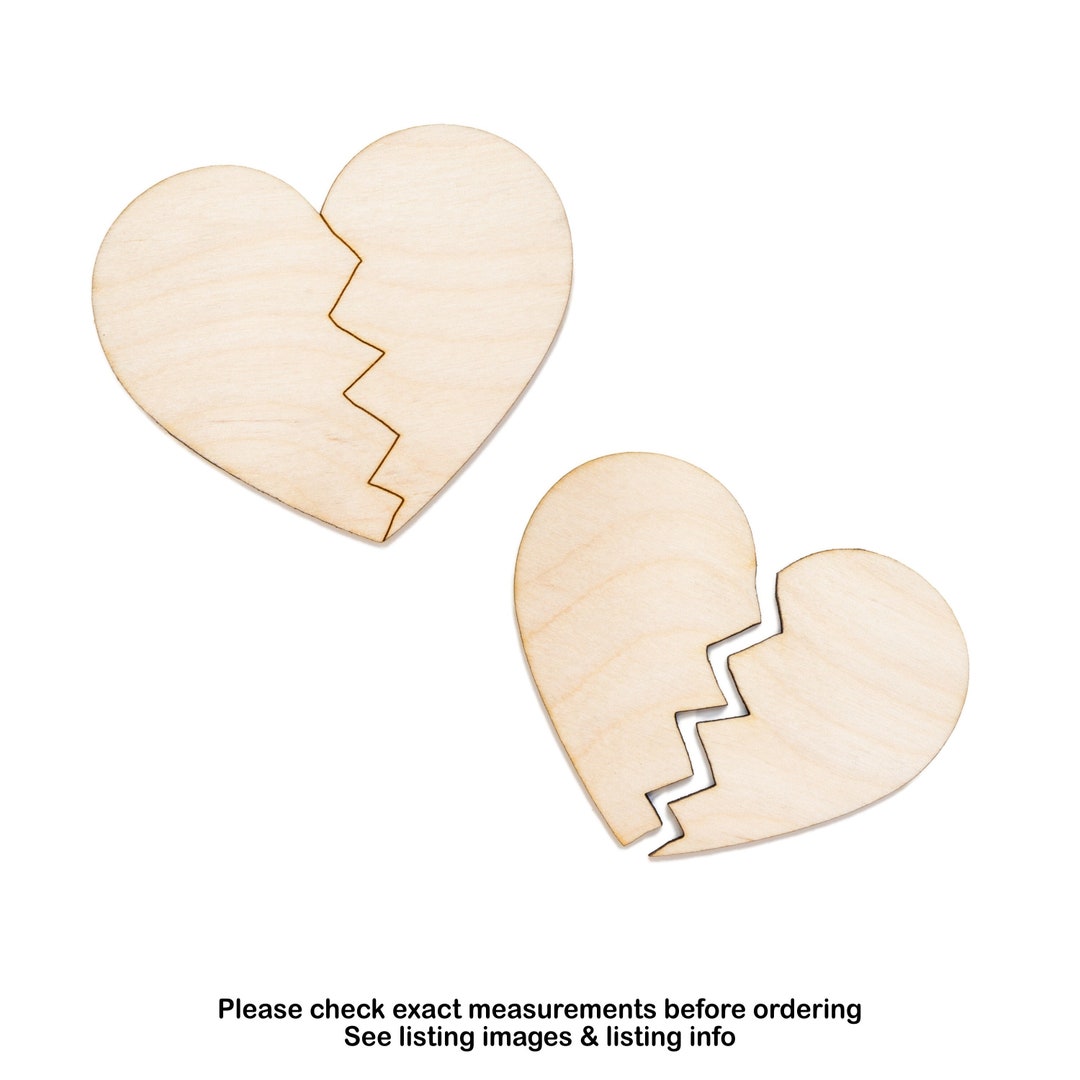 Broken Heart Wood Cutout-love Theme Decor-unfinished Wood-various Sizes ...