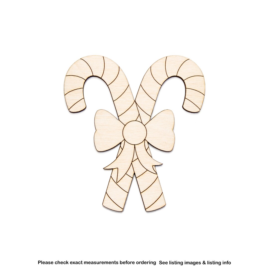 Candy Canes Crossed With Bow-wood Cutout-holiday Candy Decor-christmas ...
