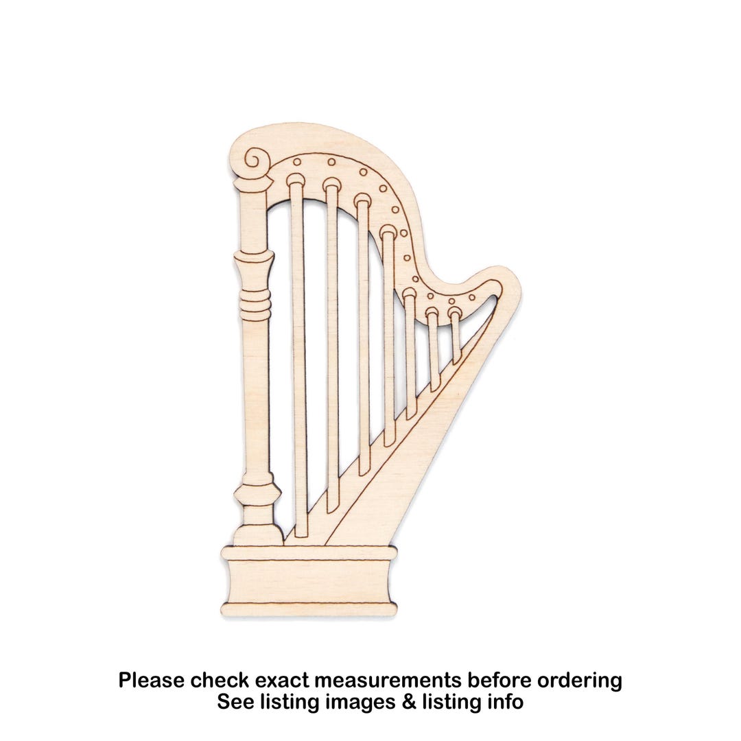 Harp Wood Cutout-detail-musical Instruments Wood Decor-various Sizes ...