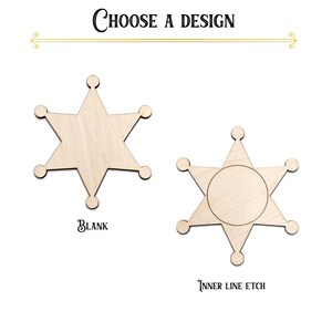 Sheriff Badge-wood Cutout-western Style Decor-ranger-various Sizes-diy ...